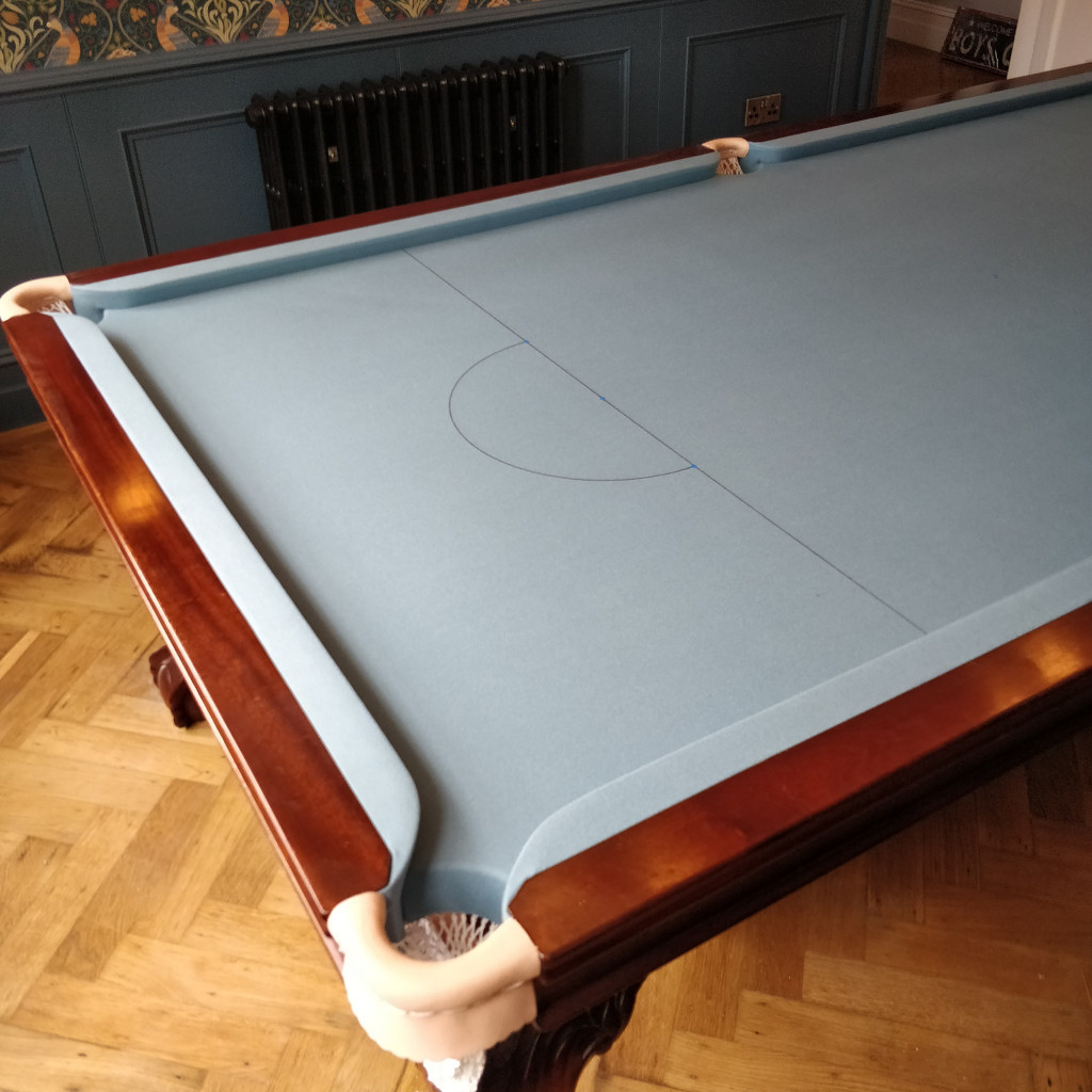 Hainsworth powder blue smart on this 9ft snooker dining table today ...